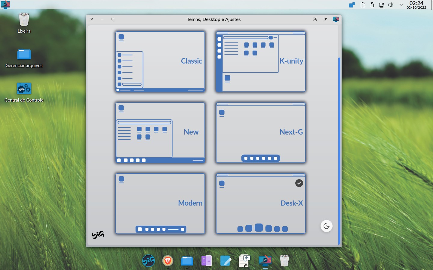 desk x mostrando os desktops - Site Oficial Biglinux